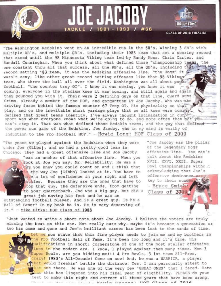 The Hall of Fame Case For Joe Jacoby | Czabe.com